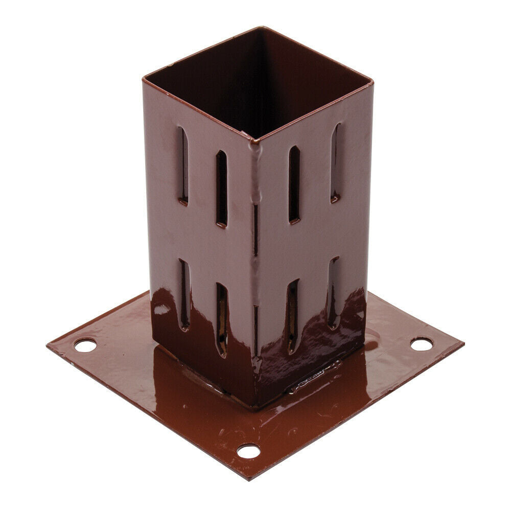 75 x 75mm Easy Grip Fence Post Base Plate Timber Wood Flat Ground Moun ...