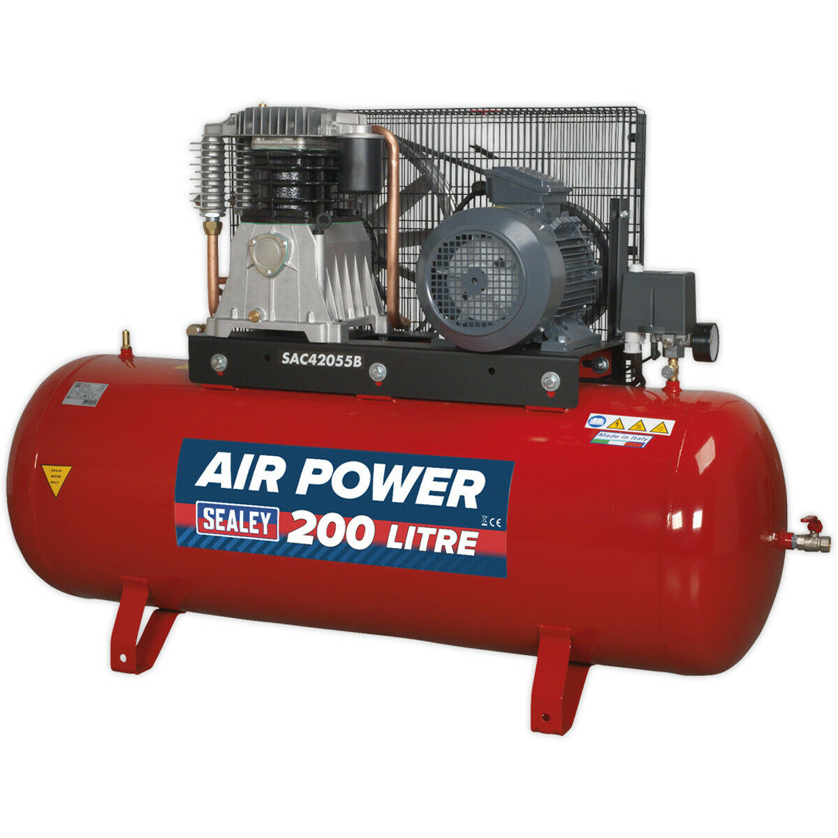 200 Litre Belt Drive Air Compressor - 2-Stage Pump System 5.5hp Motor ...