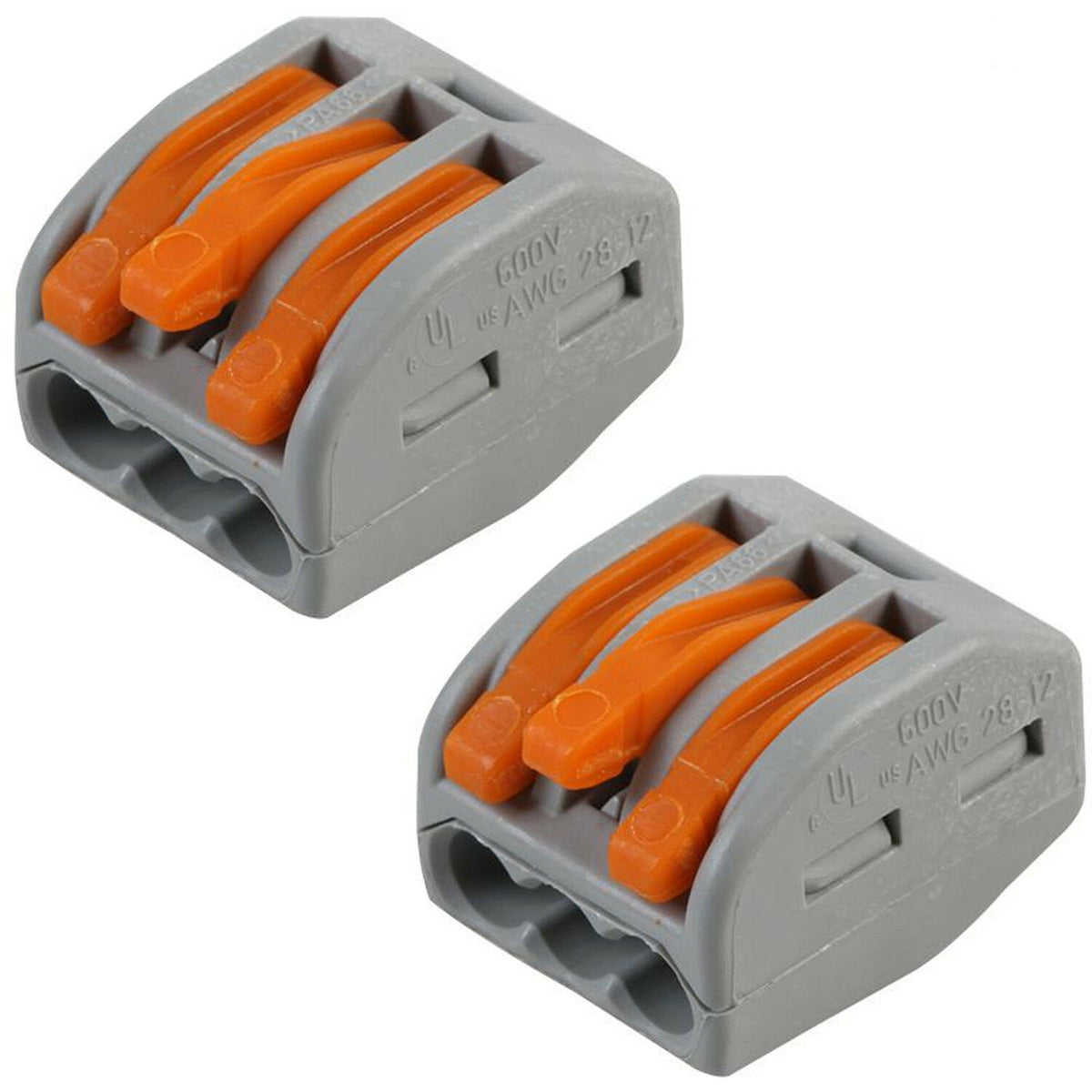 2x 3 Way WAGO Connector 32A Electrical Lever Terminal — LoopsDirect