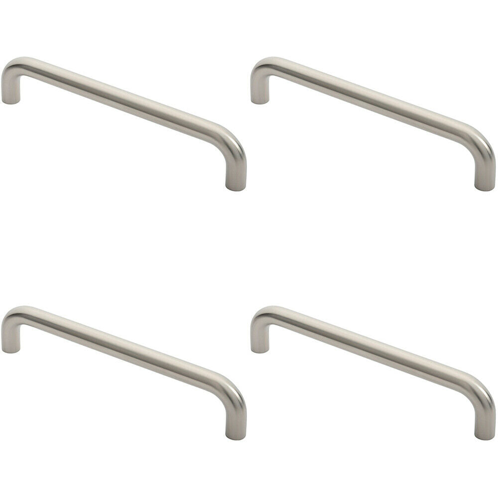 4x Round D Bar Pull Handle 22mm Dia 300mm Fixing Centres Satin Stainle ...