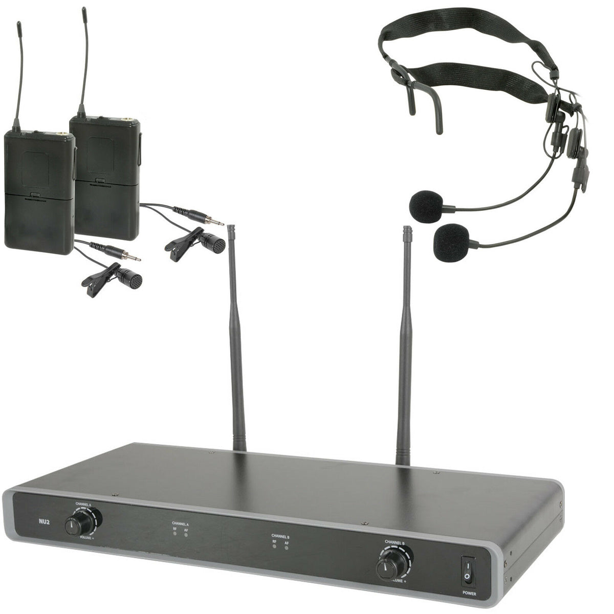 60m Wireless Microphone Receiver System Neckband Headset Belt Loop Tra ...