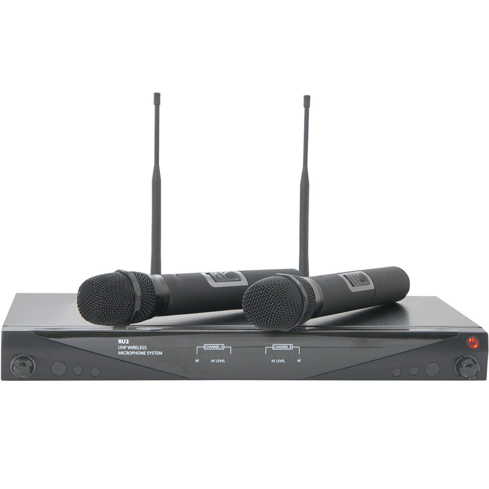 60m Wireless Microphone Receiver System 2x Handheld Dynamic Mic Mobile ...