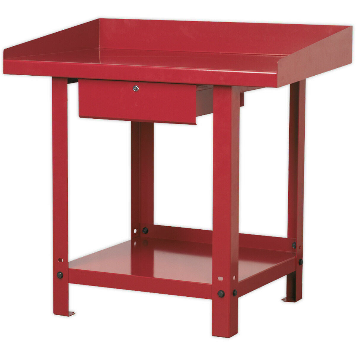 1m x 0.65m Steel Workbench & Lockable Draw - Bottom Shelf Storage - Wo ...