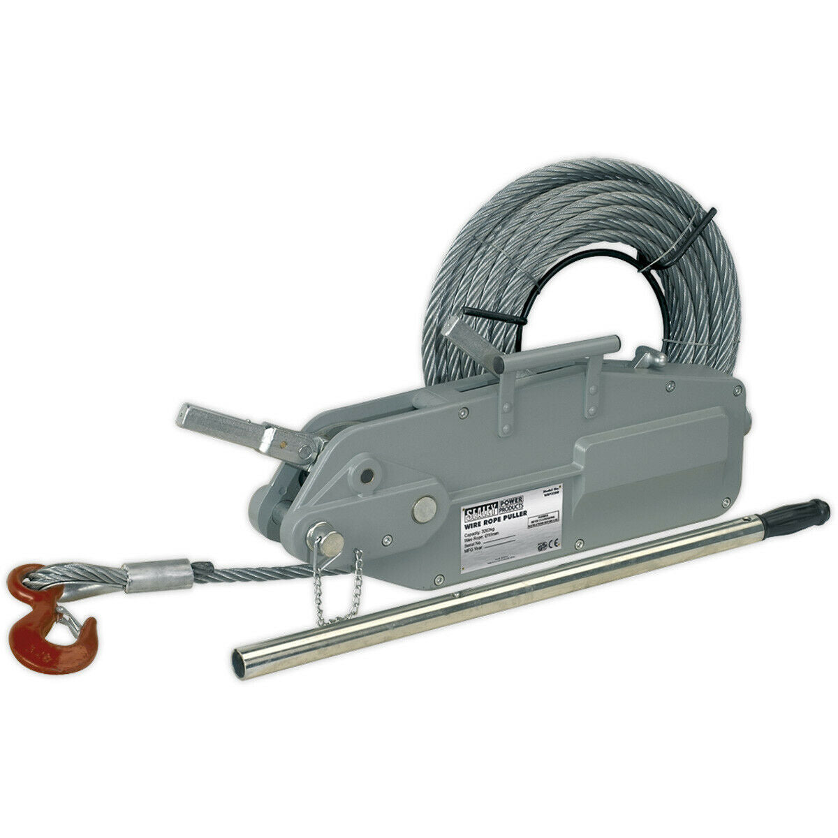 Hand Operated Wire Rope Puller - 3200kg Max Line Force - Quick Release ...