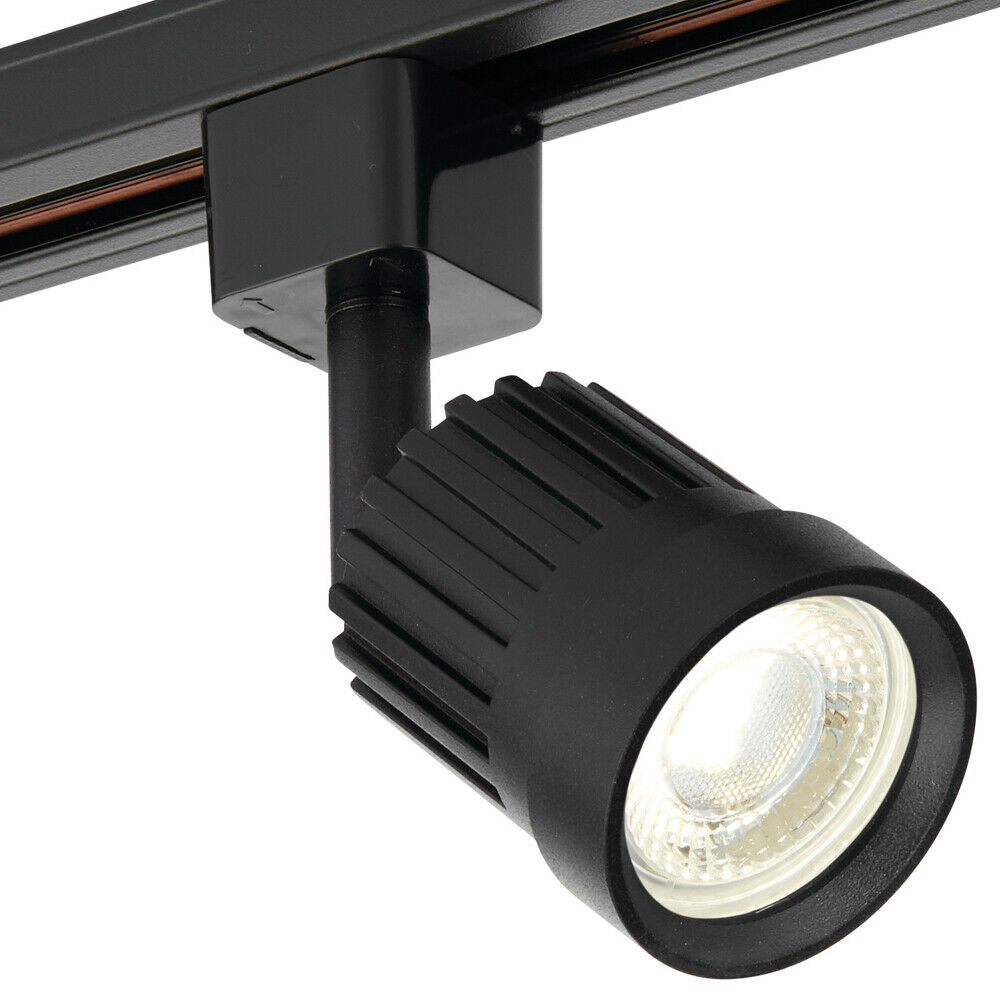 Adjustable Ceiling Track Spotlight Matt Black Round 10W Cool White LED ...
