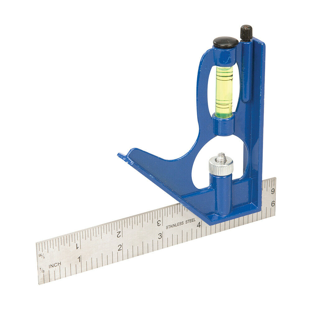 150mm Mini Combination Set Square Rule & Spirit Level Metric & Imperia ...