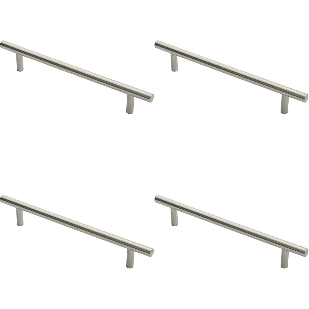 4x 19mm Straight T Bar Pull Handle 300mm Fixing Centres Satin Stainles ...