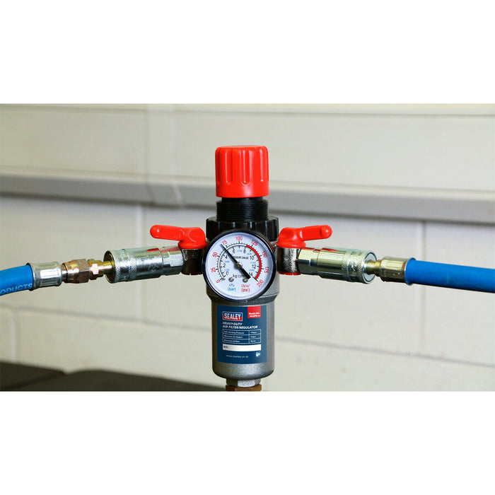 Heavy Duty Air Supply Filter & Regulator - 76cfm Max Airflow - Alumini ...