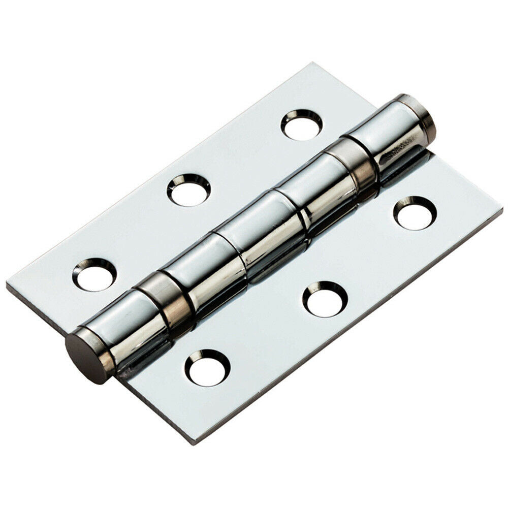 PAIR 76 x 51 x 2mm Ball Bearing Hinge Polished Chrome Interior Door ...