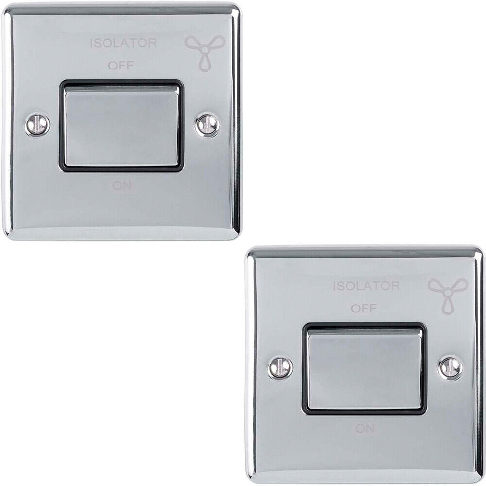 2 PACK 6A Extractor Fan Isolator Switch CHROME & Black — LoopsDirect