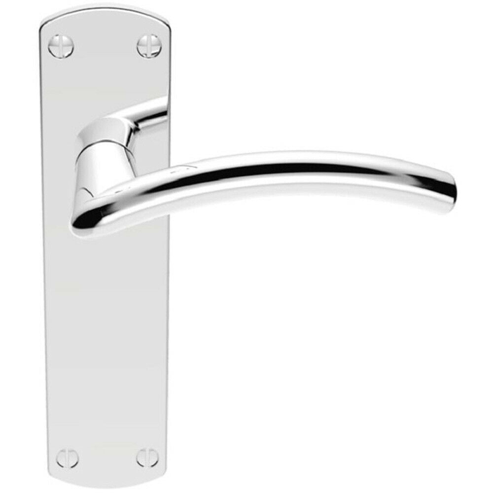 Arched Lever on Latch Backplate Door Handle 170 x 42mm Polished Chrome ...