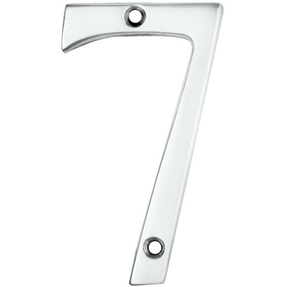 Polished Chrome Door Number 7 75mm Height 4mm Depth House Numeral Plaq ...