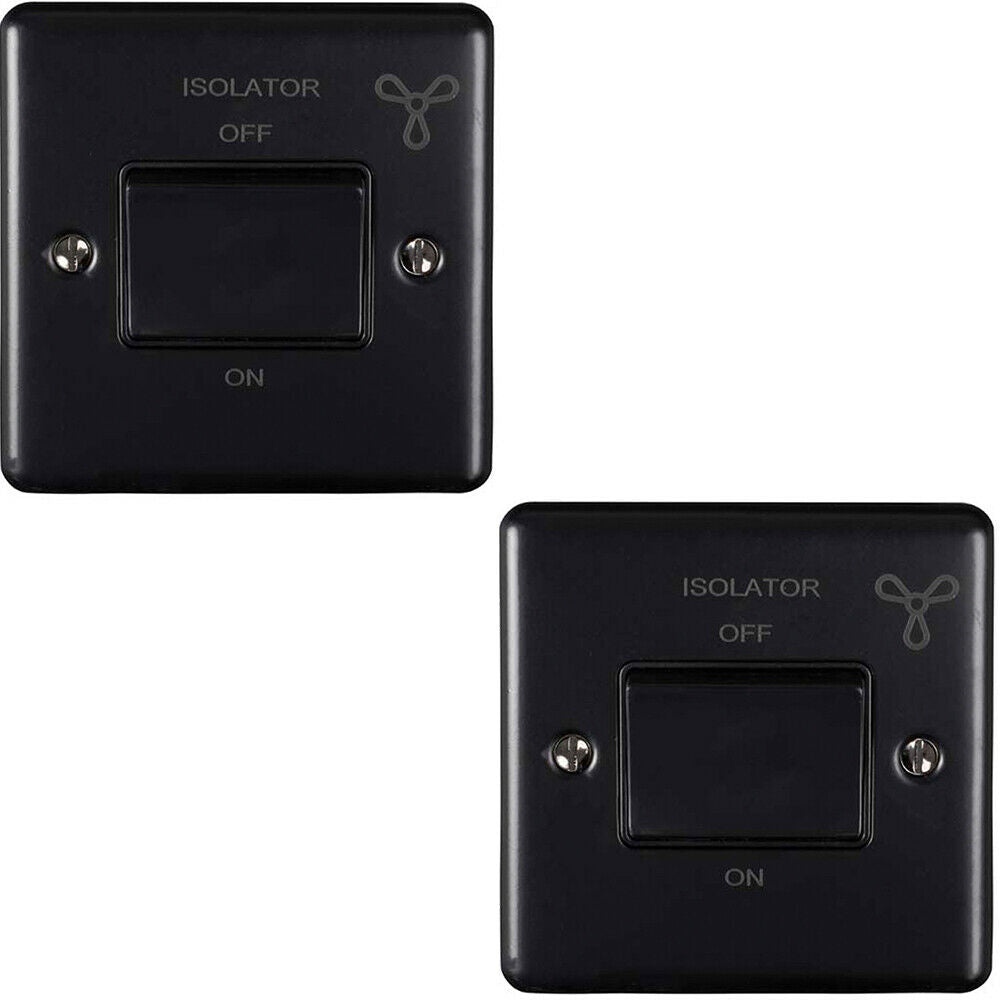 2 PACK 6A Extractor Fan Isolator Switch MATT BLACK & Black Trim 3 Pole ...