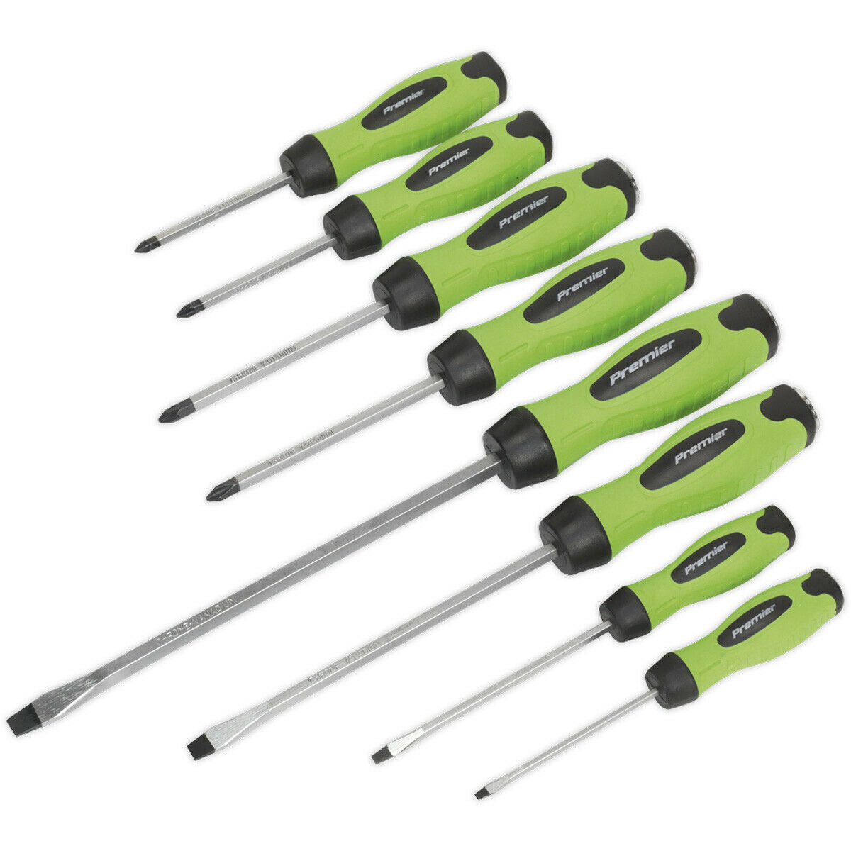 8 PACK - Hi-Vis Green Hammer Through Screwdriver Set - Hammer Strike C ...