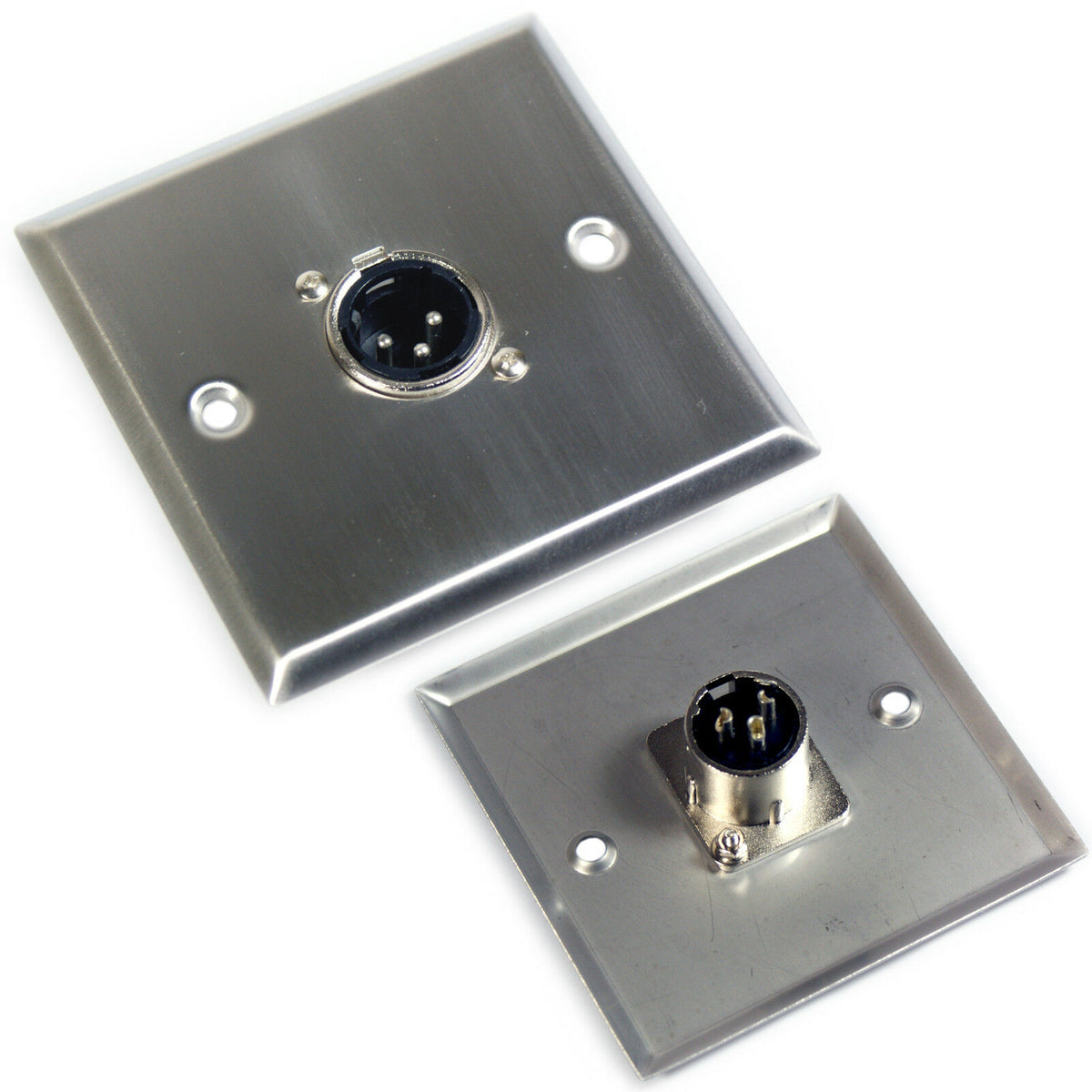 3 Pin XLR Male Face Plate Outlet Microphone Plug Wall Module Steel Ada ...