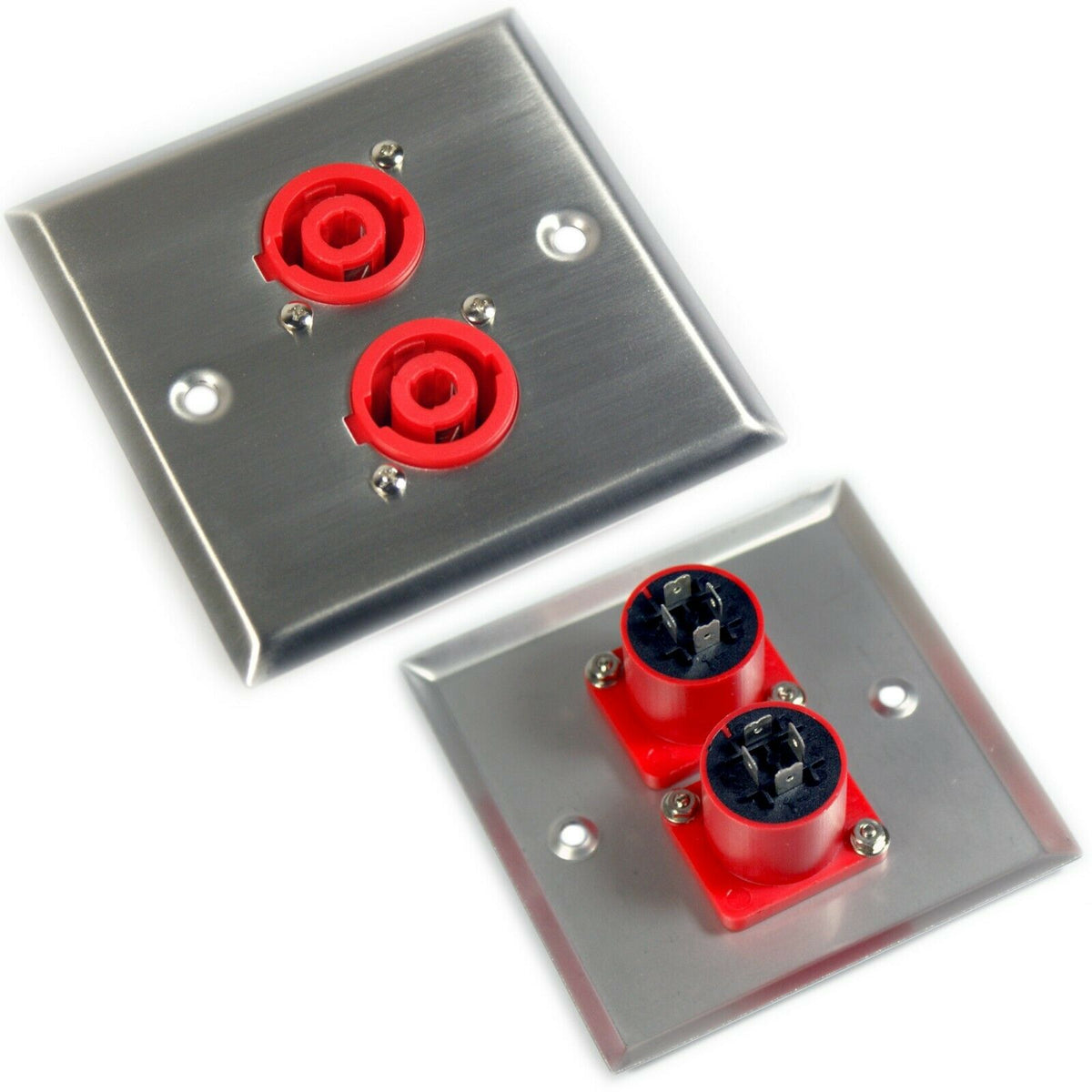Dual 4 Pole Speaker Cable Socket Outlet Wall Face Plate SPKON Solder C ...