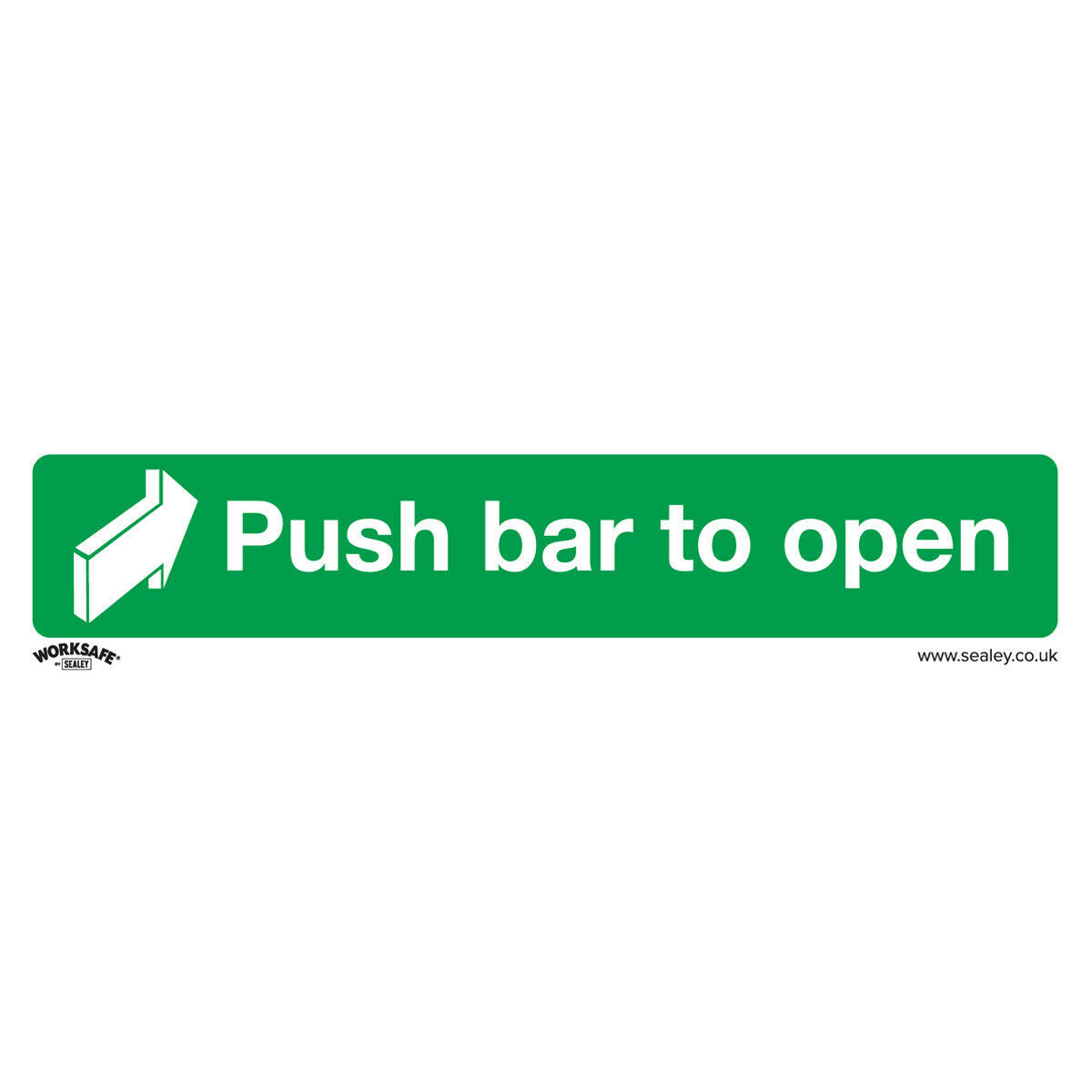 10x PUSH BAR TO OPEN Health & Safety Sign Self Adhesive 300 x 70mm Sti ...