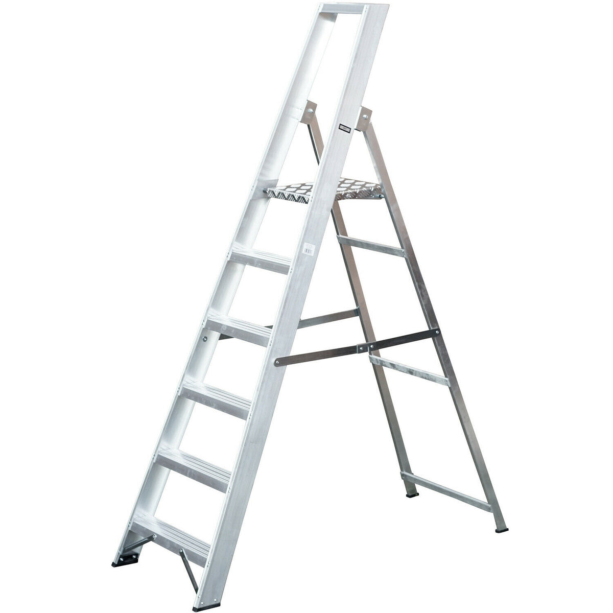 1.3m Aluminium Platform Step Ladders 6 Tread 2.9m Work Height HEAVY DU ...