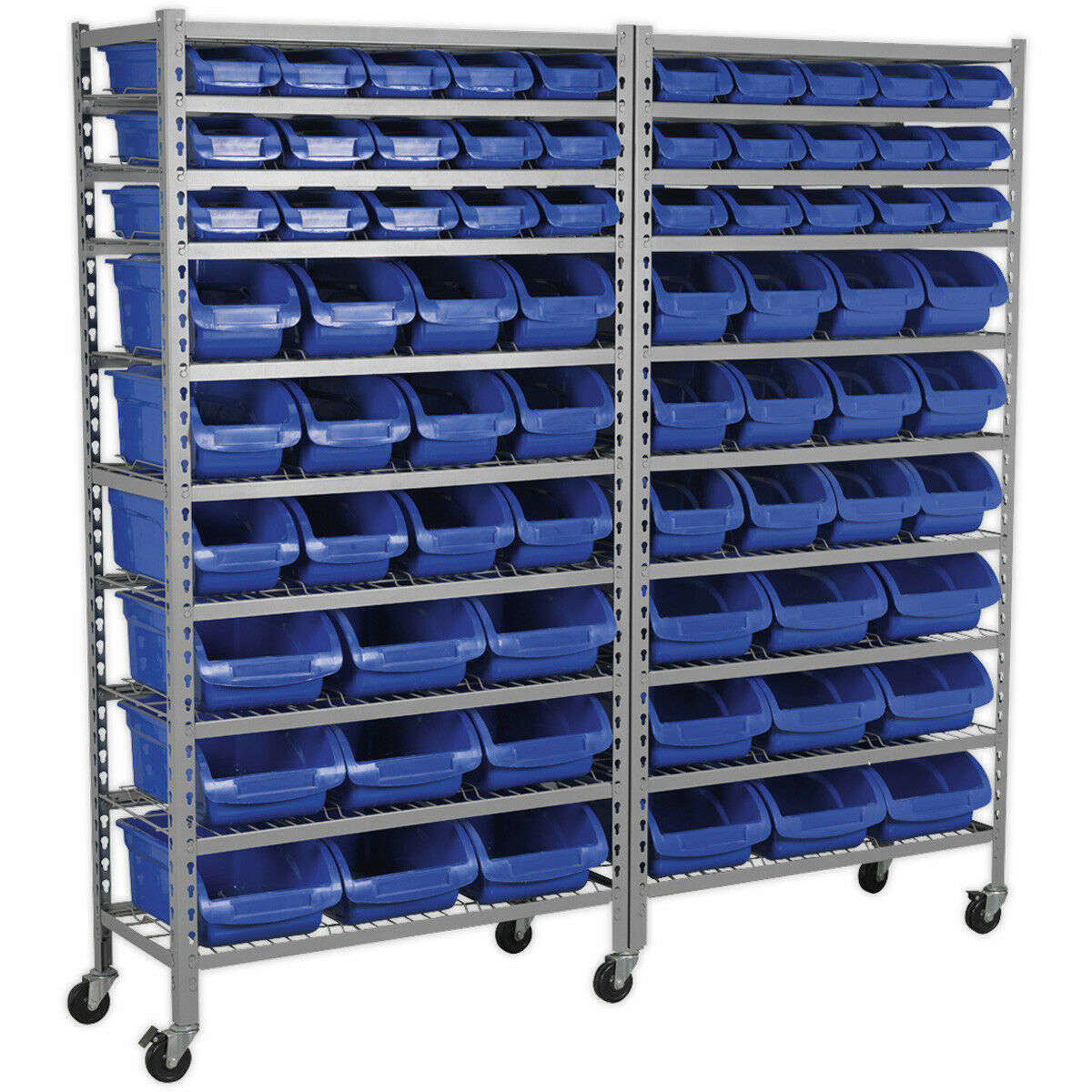 72 Tray / Bin Mobile Parts Storage Rack - Garage & Warehouse Parts Pic ...