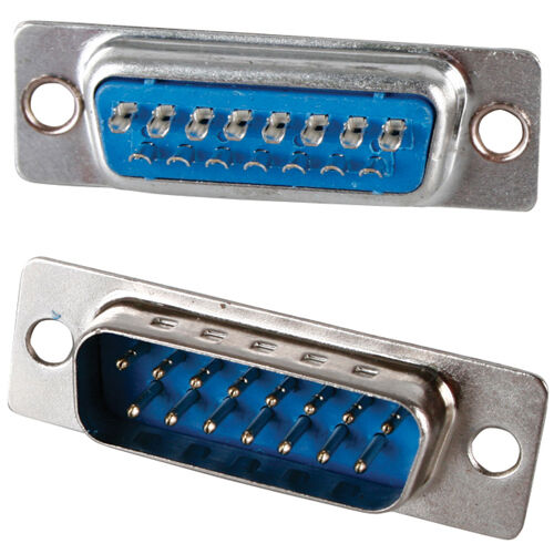 15 Pin Male D Sub 2 Row Chassis Mount Solder Connector Plug DB 15 Comp ...