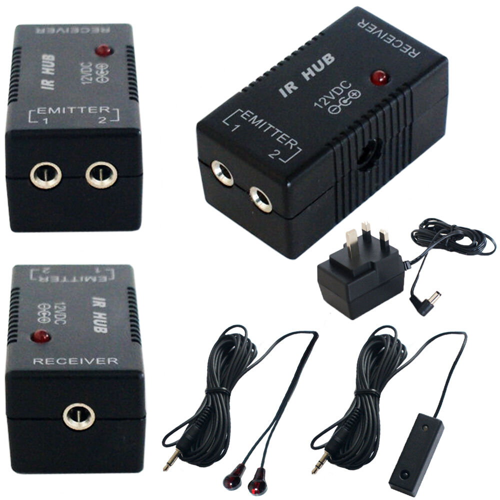 IR Infrared Hub Repeater Remote Control System 1 Receiver & Emitter AV ...