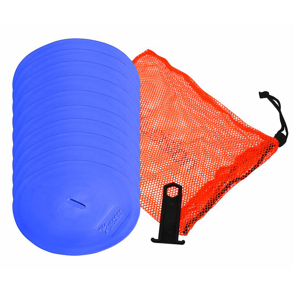 10 PACK 21cm Round Rubber Marker Set - BLUE Flat Disc Outdoor Football ...
