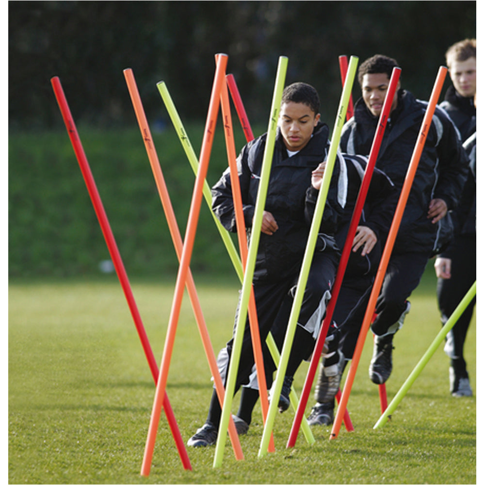 12 PACK 1.7m Spiked Boundary Poles Set Football Footwork & Dribbling T ...