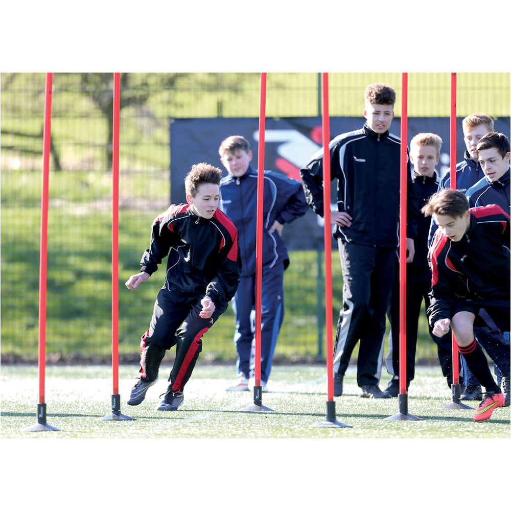 12 PACK RED 1.7m Spiked Boundary Poles Set Football Footwork & Dribble ...