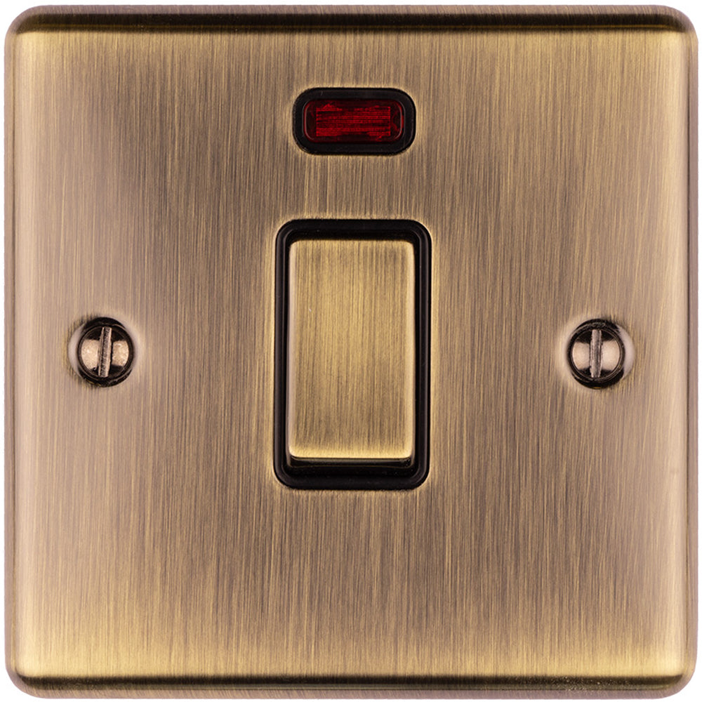 1 Gang 20A Single Light Switch & Neon - ANTIQUE BRASS & BLACK TRIM 2 W ...