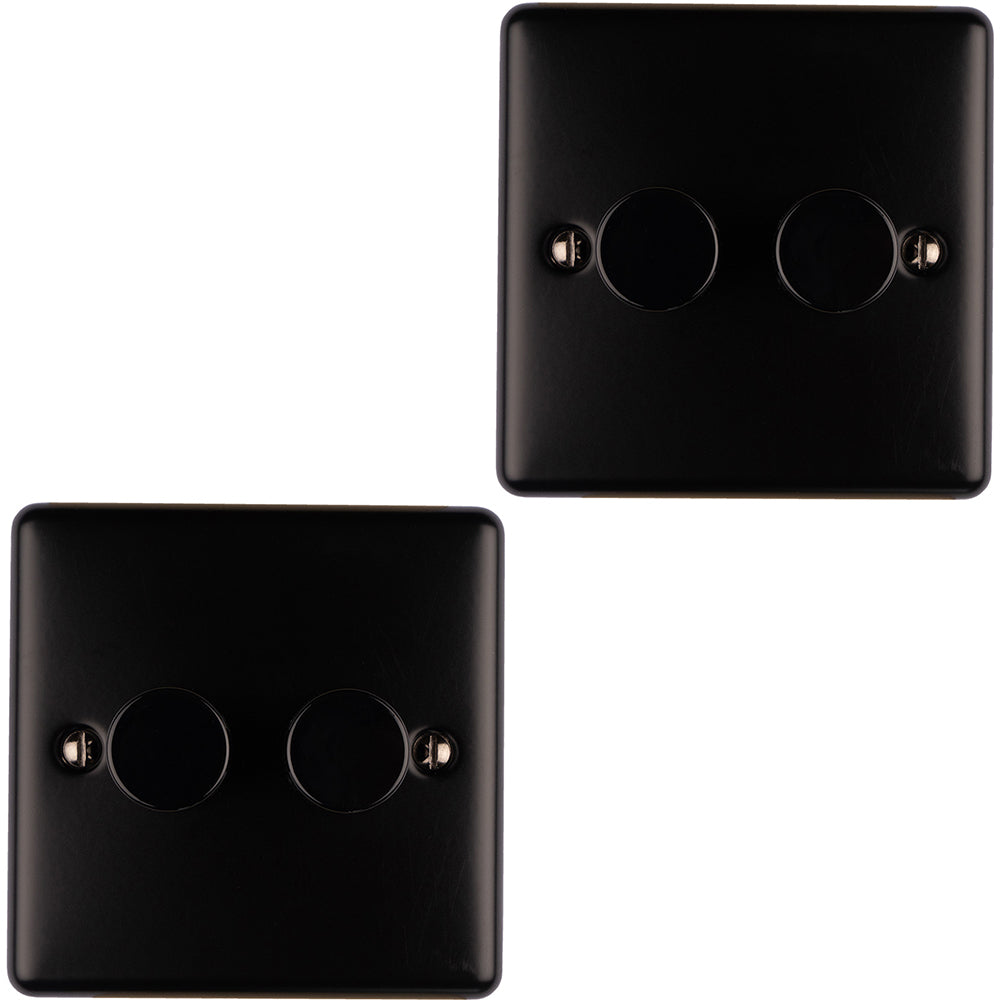 2 PACK 2 Gang 400W LED 2 Way Rotary Dimmer Switch MATT BLACK Dimming L ...