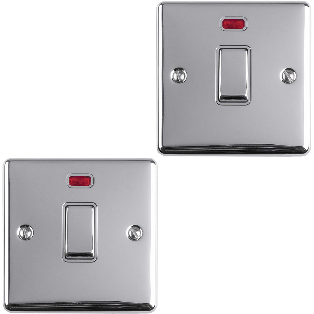2 PACK 1 Gang 20A Single Light Switch & Neon POLISHED CHROME & GREY 2 ...