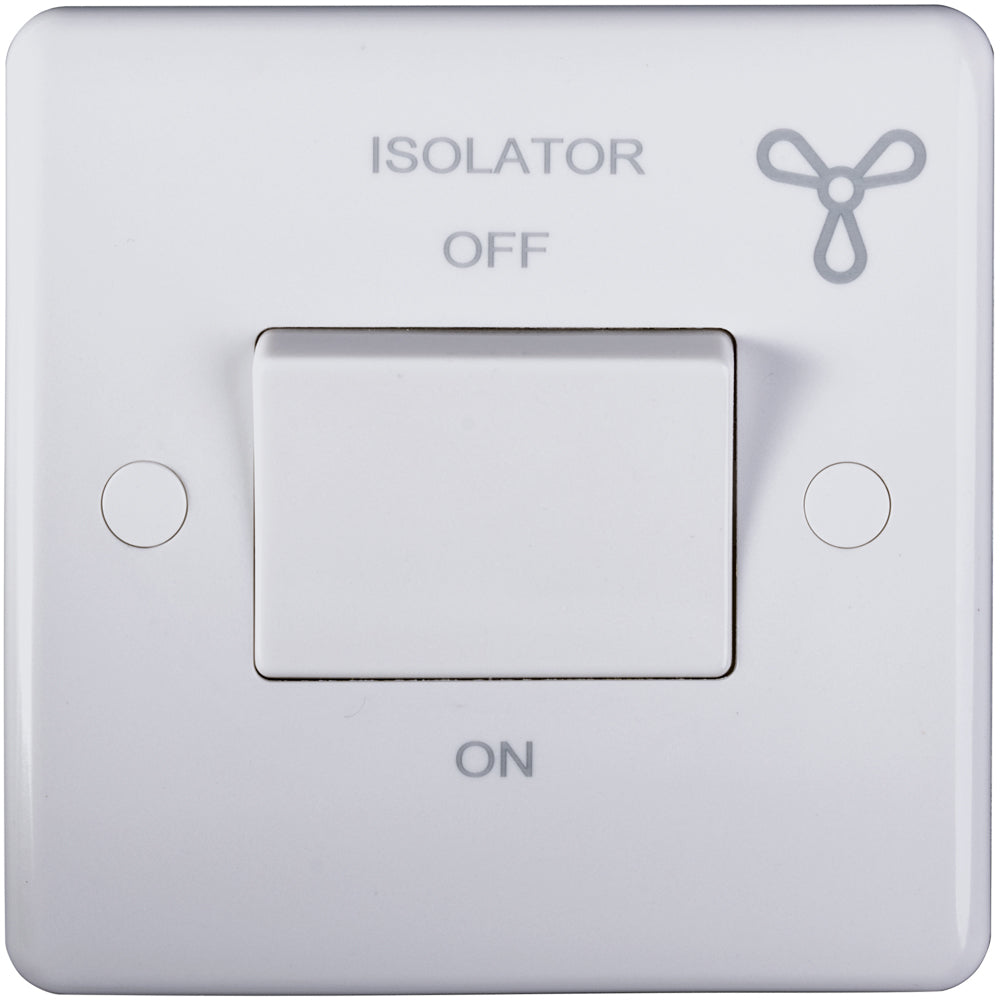1 Gang 6A Extractor Fan Isolator Switch WHITE PLASTIC 3 Pole Shower Ba ...