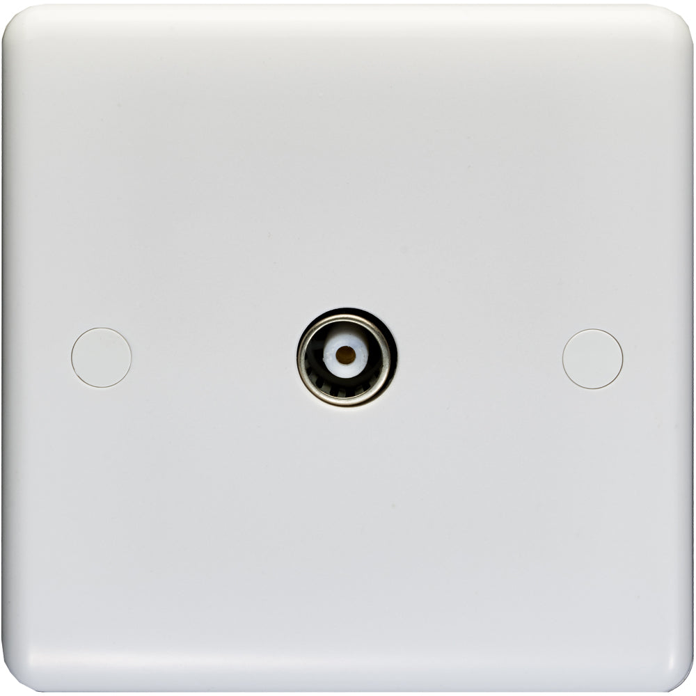 1 Gang Single TV Aerial Wall Face Plate - WHITE Female Coaxial Socket ...