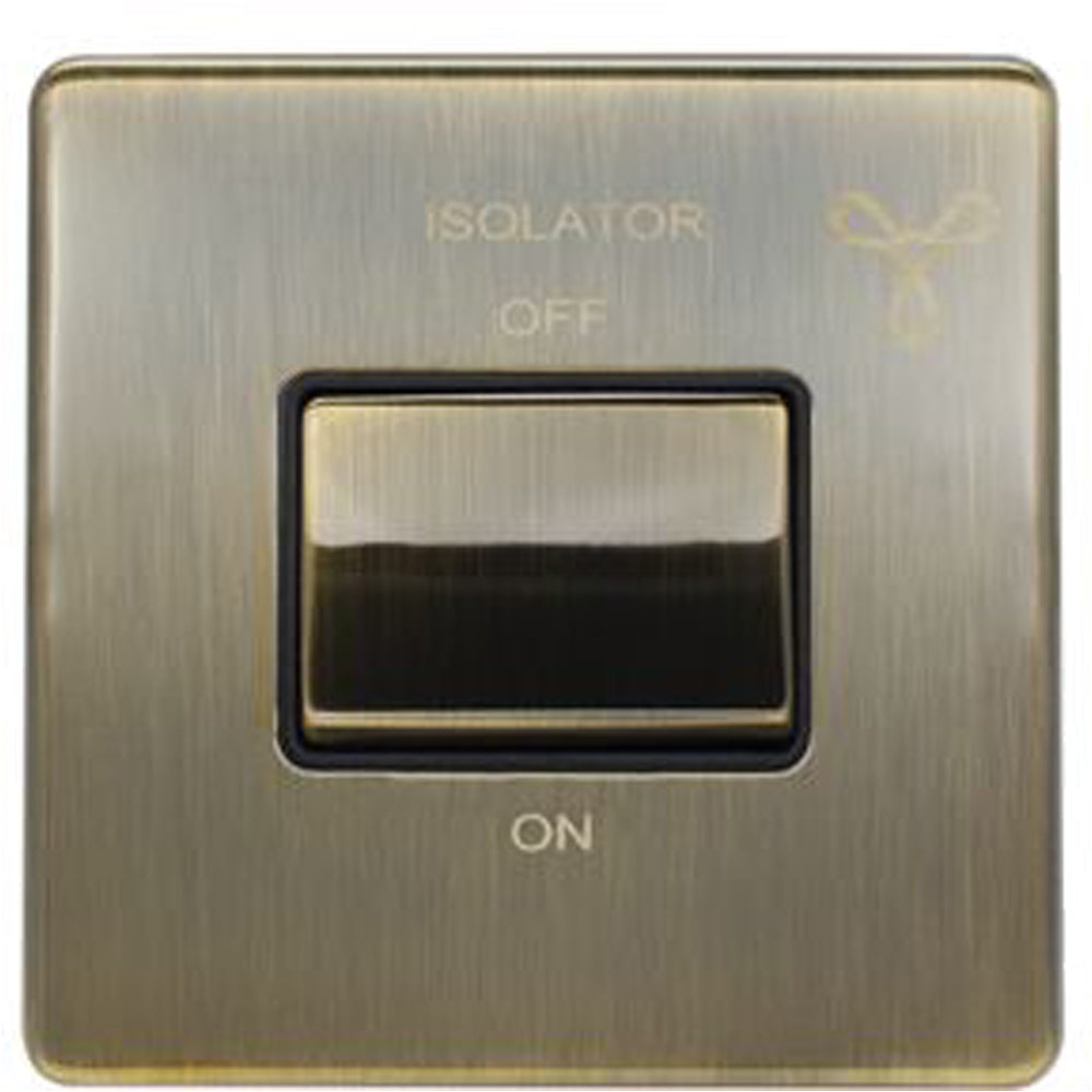 SCREWLESS 6A Extractor Fan Isolator Switch ANTIQUE BRASS 3 Pole Shower ...