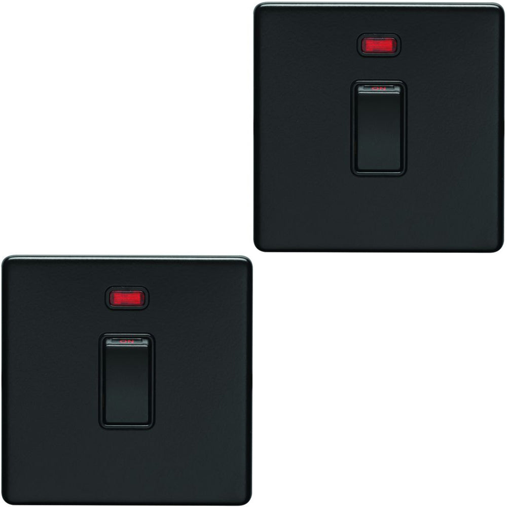 2 PACK 1 Gang 20A Single Light Switch & Neon SCREWLESS MATT BLACK 2Way ...