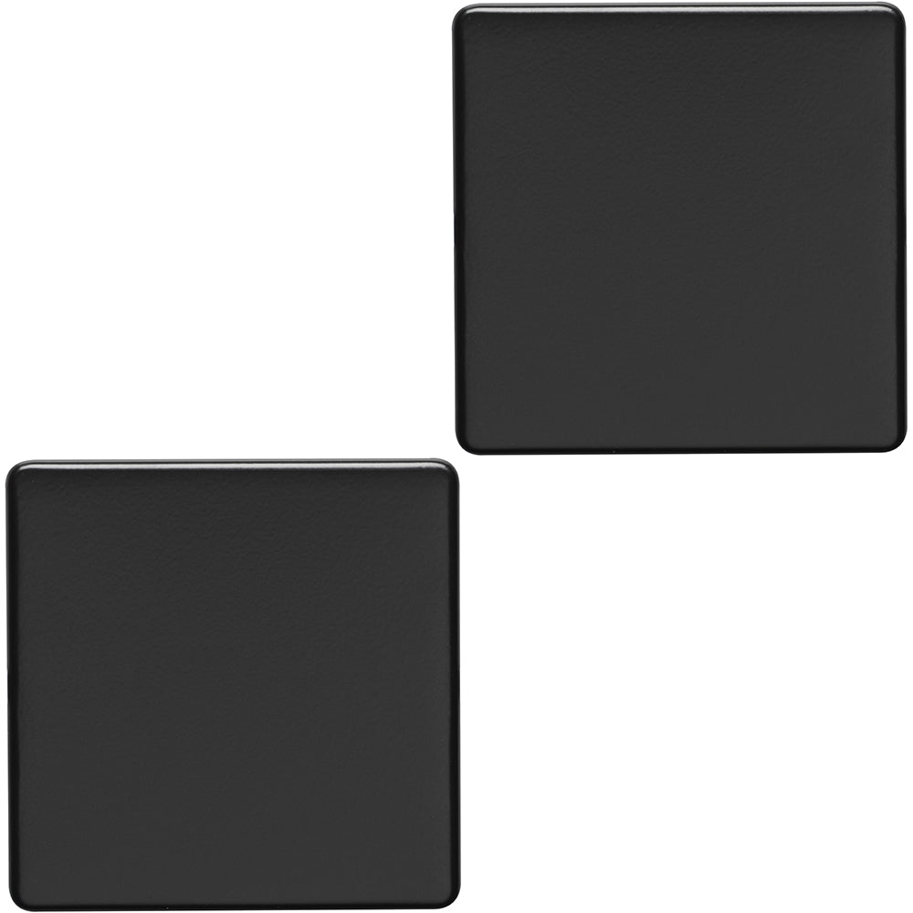 2 PACK Single SCREWLESS MATT BLACK Blanking Plate Round Edged Wall Hol ...