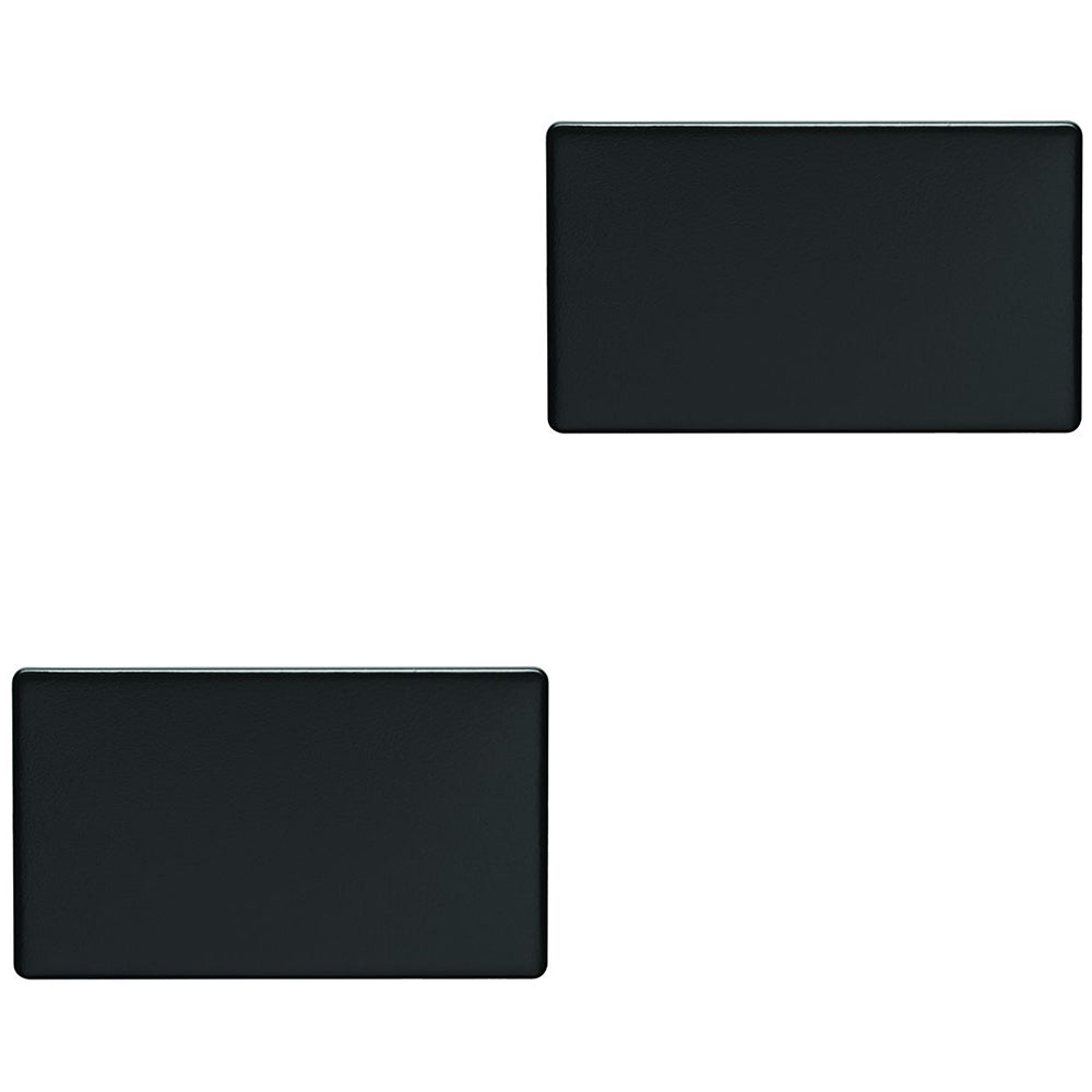 2 PACK Double SCREWLESS MATT BLACK Blanking Plate Round Edged Wall Hol ...