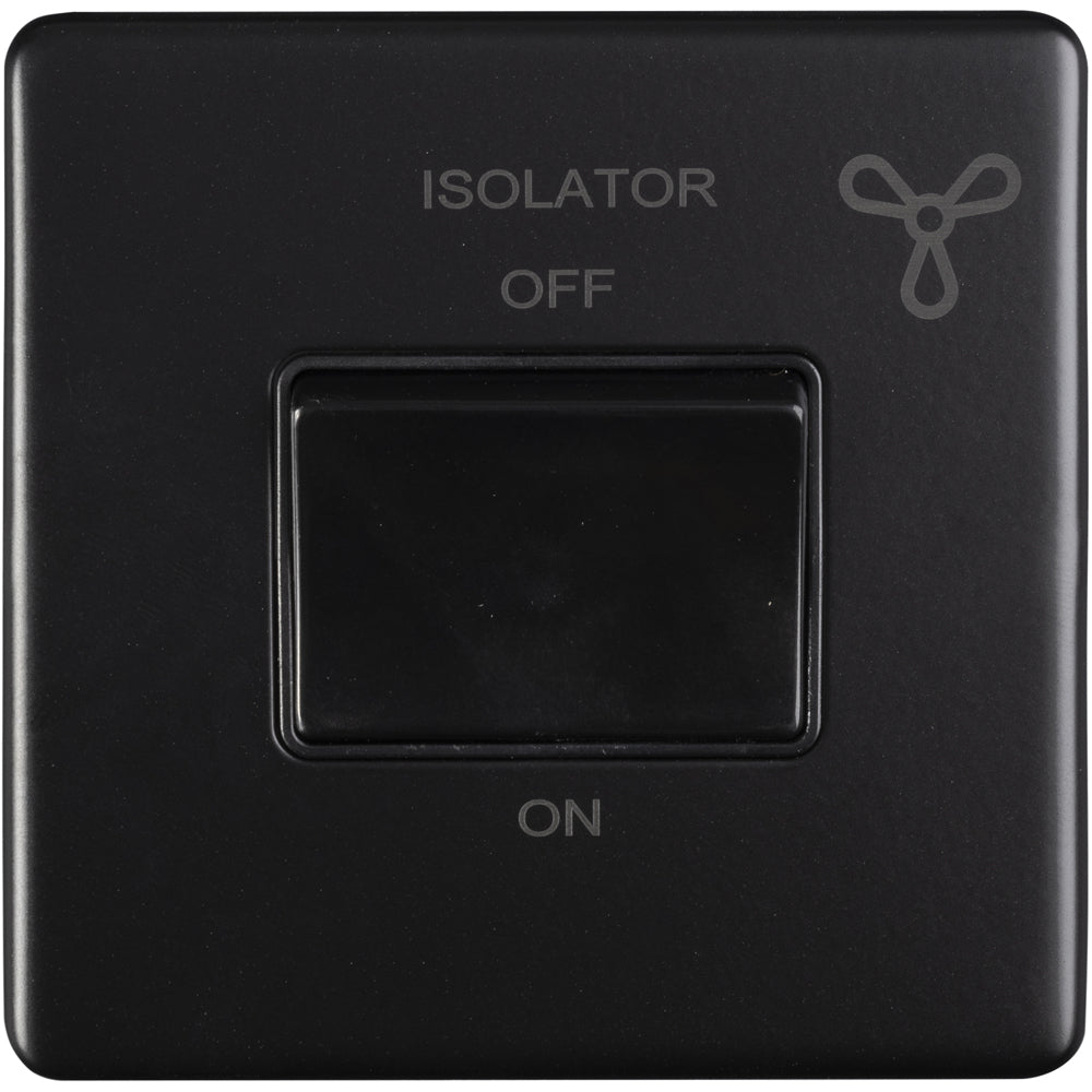 SCREWLESS 6A Extractor Fan Isolator Switch MATT BLACK 3 Pole Shower Pl ...