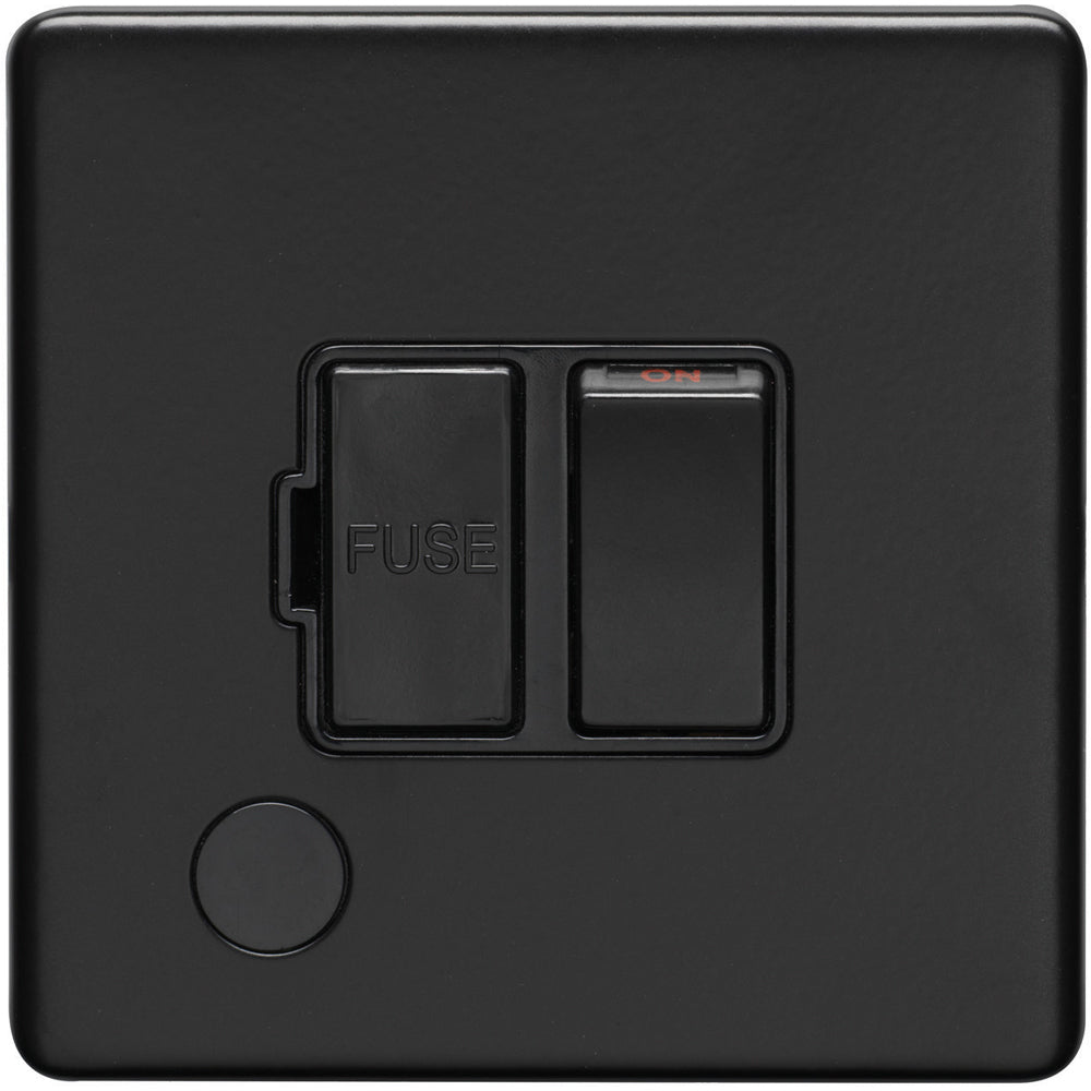 1 Gang 13A Switched Fuse Spur & Flex Outlet SCREWLESS MATT BLACK Isola ...