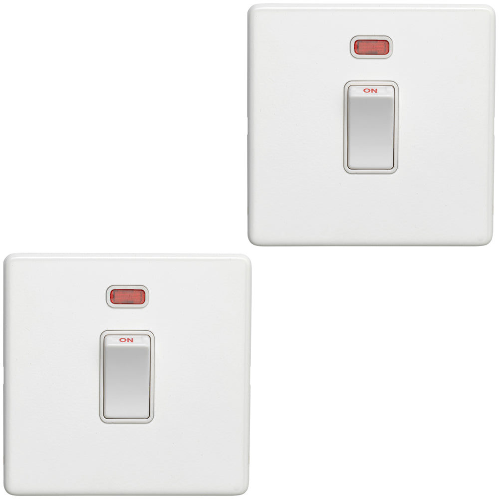2 PACK 1 Gang 20A Single Light Switch & Neon SCREWLESS MATT WHITE 2Way ...