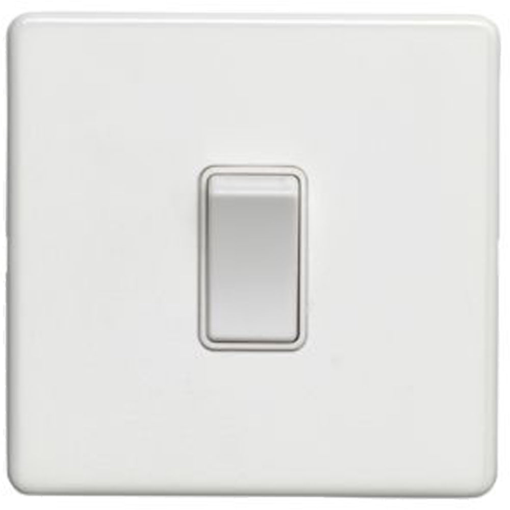 1 Gang 20A Single Light Switch SCREWLESS MATT WHITE 2 Way Slim Rocker ...