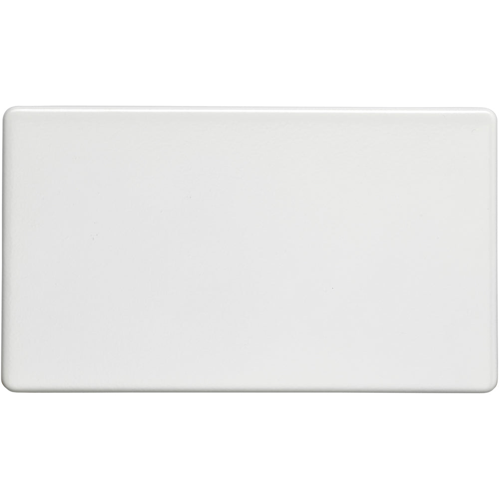 Double SCREWLESS MATT WHITE Blanking Plate Round Edged Wall Box Hole C ...