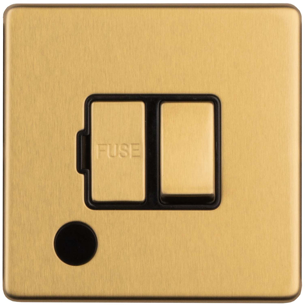 1 Gang 13A Switched Fuse Spur & Flex Outlet SCREWLESS SATIN BRASS Isol ...