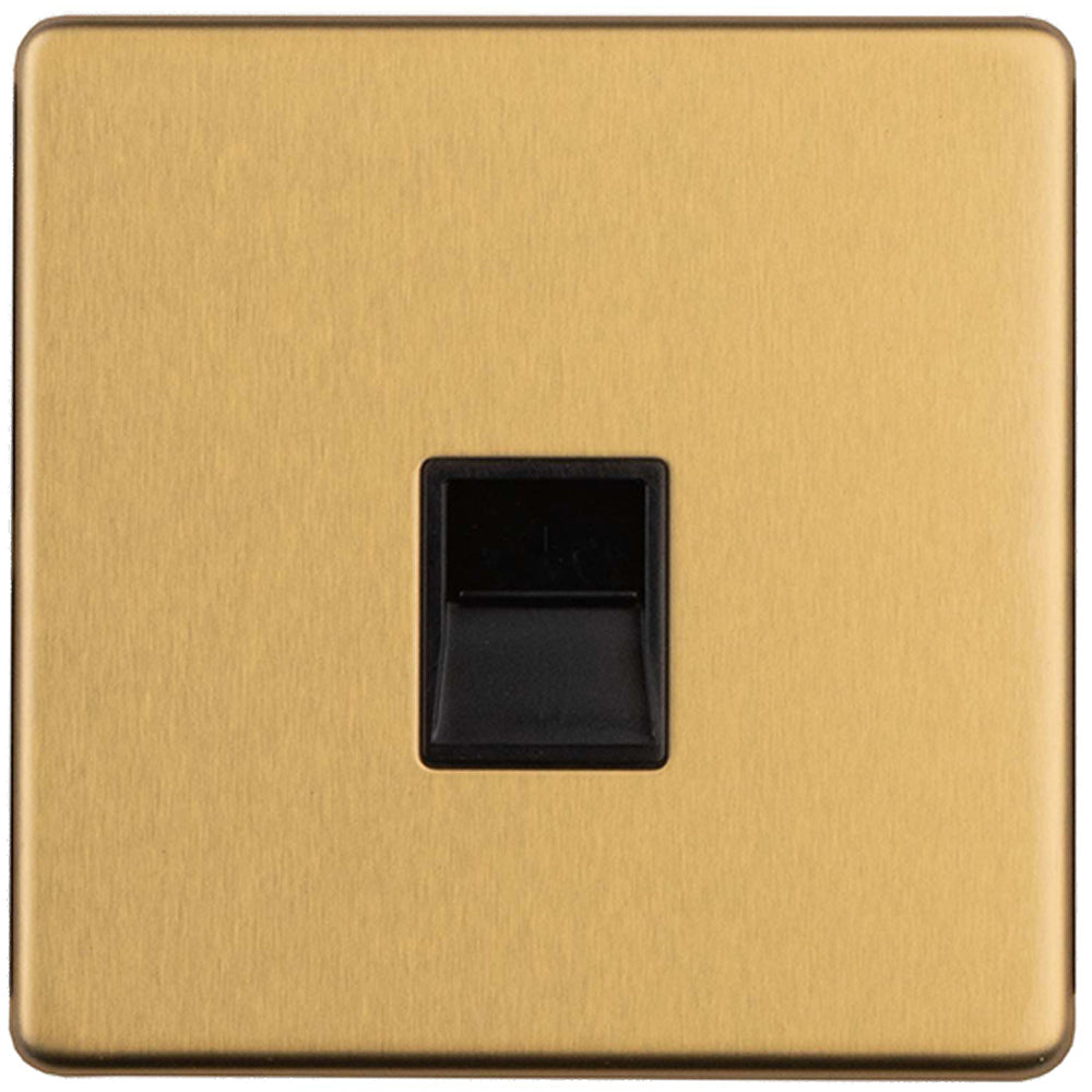 1 Gang Extension Telephone Wall Socket SCREWLESS SATIN BRASS Slave Sec ...