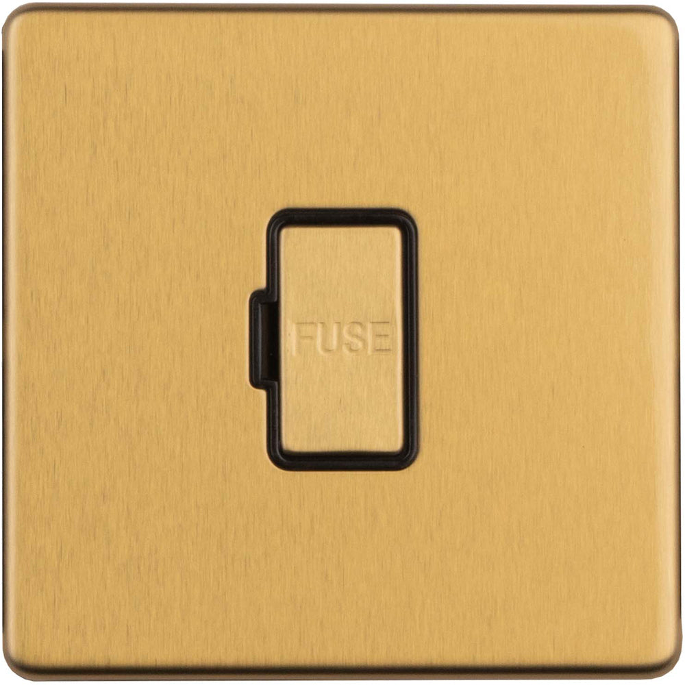 1 Gang 13A Unswitched Fuse Spur SCREWLESS SATIN BRASS Rocker Mains Iso ...