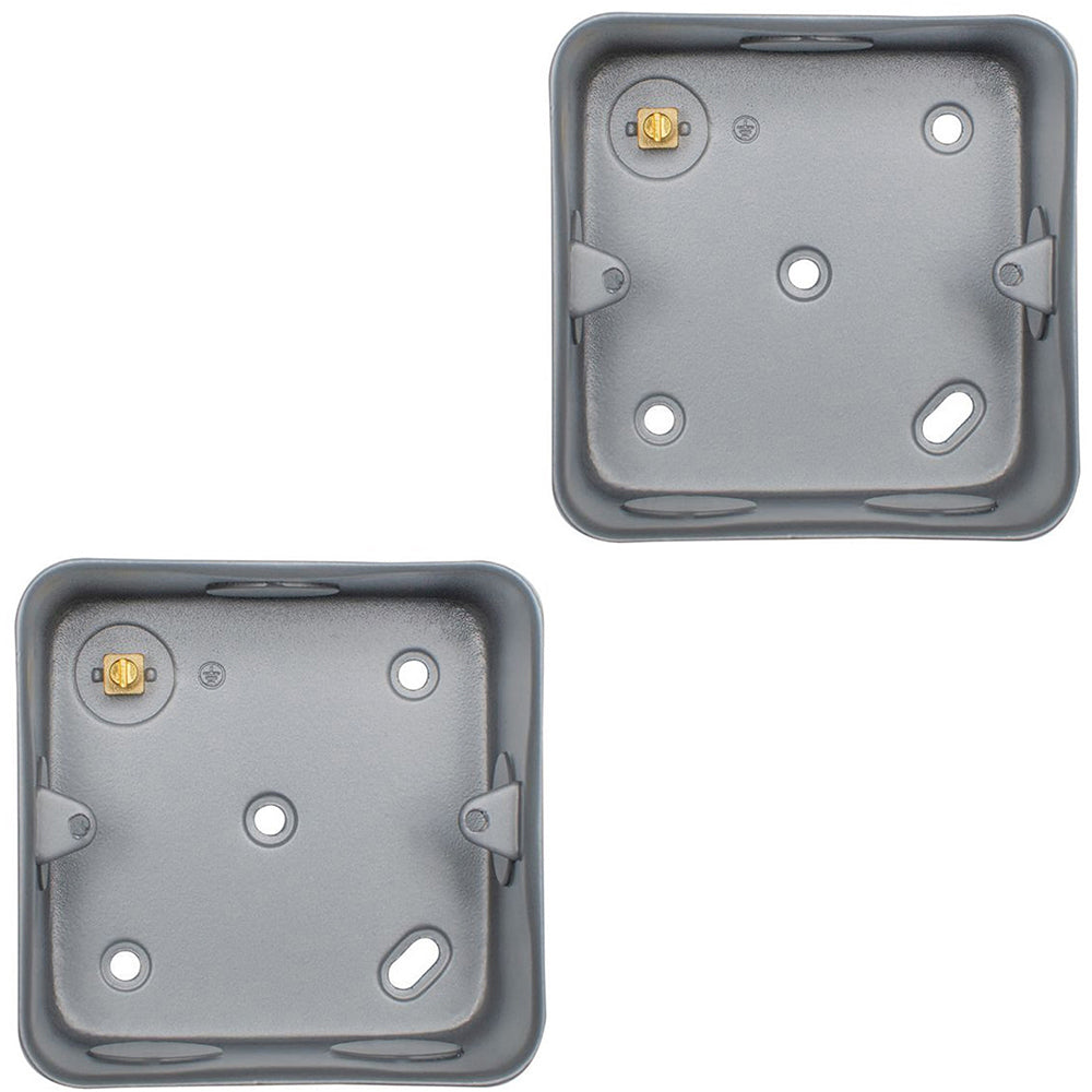 2 PACK 1 Gang 40mm Surface Mount METAL CLAD Back Box Switch Socket Rou ...