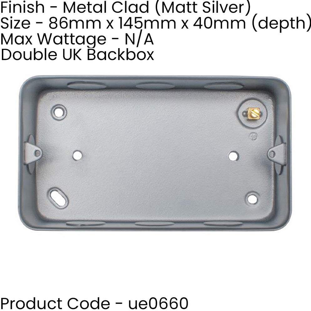 2 Gang 40mm Surface Mount METAL CLAD Back Box Switches & Sockets Round ...