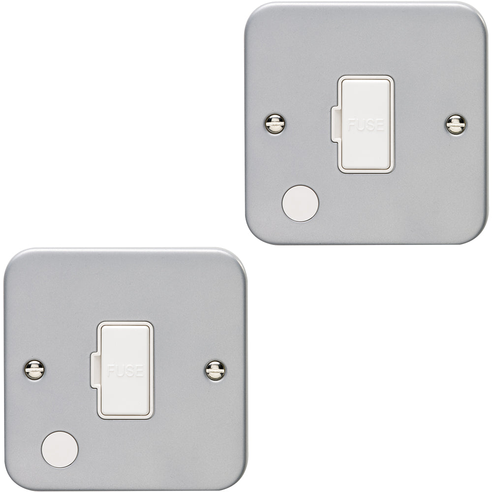 2 PACK 13A DP Unswitched Fuse Spur & Flex Outlet HEAVY DUTY METAL CLAD ...