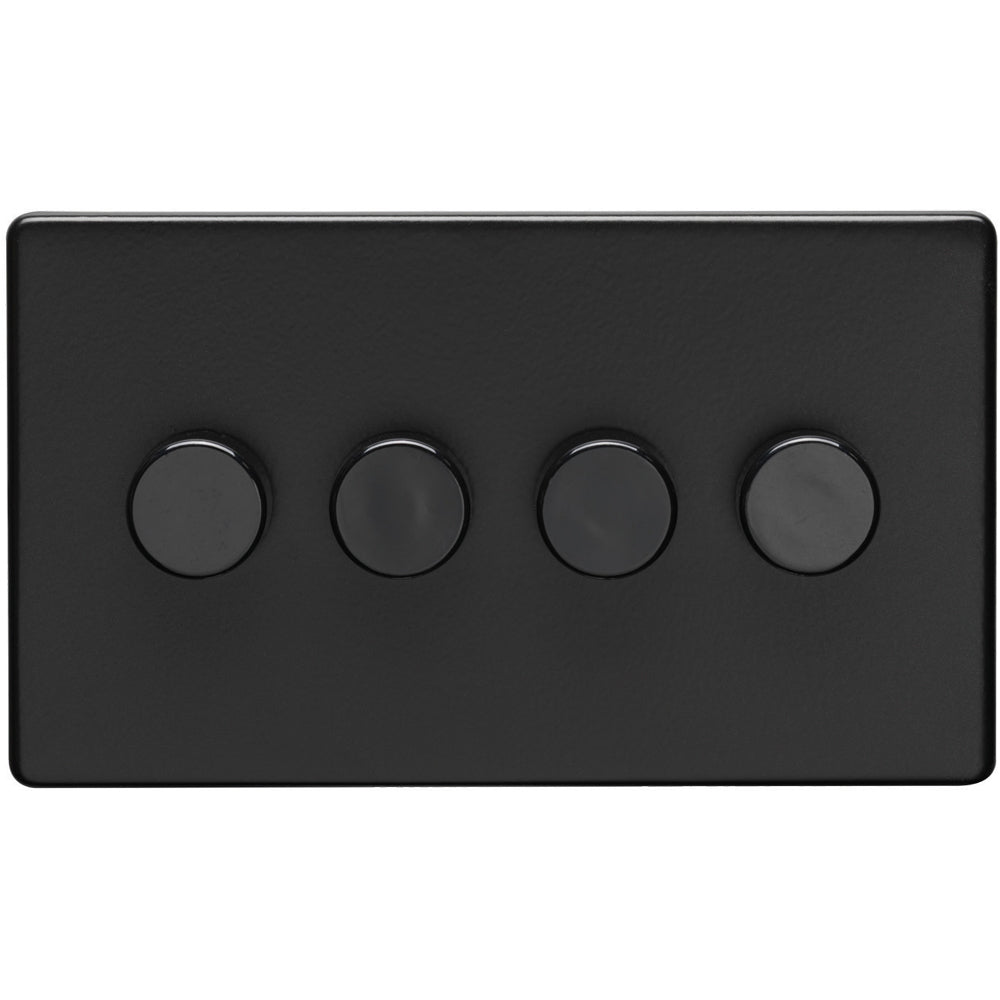 4 Gang Rotary Dimmer Switch 2 Way LED SCREWLESS MATT BLACK Light Dimmi ...