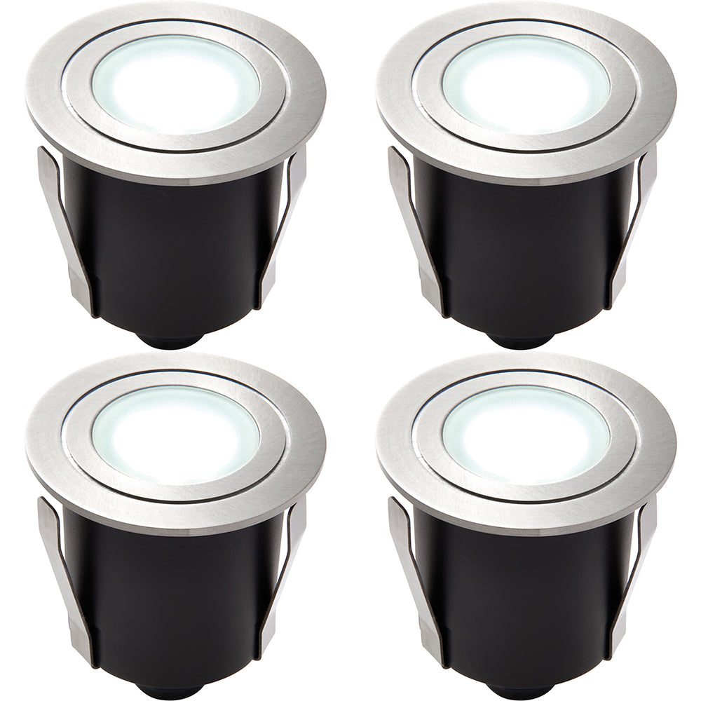 4 PACK Recessed IP67 Guide Light - 1.2W Daylight White LED - Stainless ...